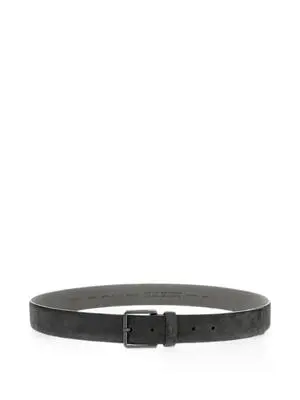 Hugo Gethin Style Suede Belt With Tonal Pin Buckle - Black