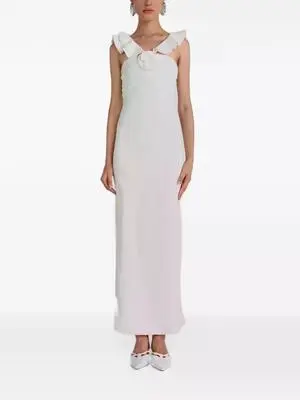 MAYGEL CORONEL Sortillegio Ruffled Flower-detail Maxi Dress - Neutrals