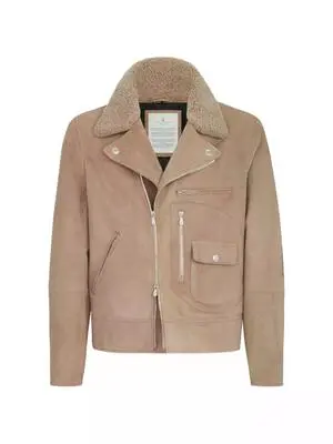 Brunello Cucinelli Suede Biker Jacket With Thermore® Padding And Detachable Shearling Collar - Neutrals