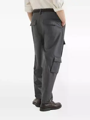 Brunello Cucinelli Virgin Wool Diagonal Multipocket Cargo Trousers