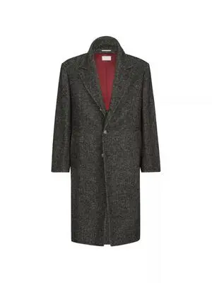 Brunello Cucinelli Virgin Wool And Alpaca Chevron Coat With Metal Buttons - Grey