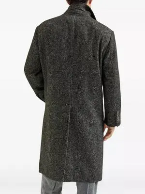 Brunello Cucinelli Virgin Wool And Alpaca Chevron Coat With Metal Buttons