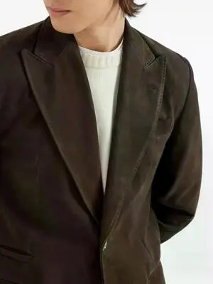 Brunello Cucinelli Nubuck Blazer With Peak Lapels And Metal Buttons