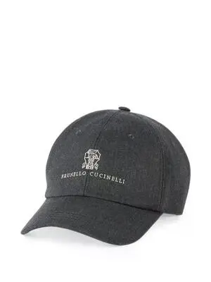 Brunello Cucinelli Cotton And Virgin-wool Gabardine Baseball Cap With Embroidered Logo - Grey