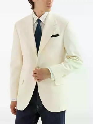 Brunello Cucinelli Virgin Wool And Cotton Chevron Tailor Blazer