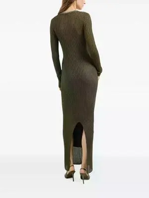 Brunello Cucinelli Sparkling Rib-knit Dress With Precious Collar