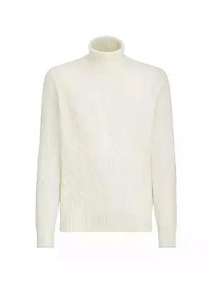 Brunello Cucinelli Cashmere Cable-knit Turtleneck Sweater - Neutrals