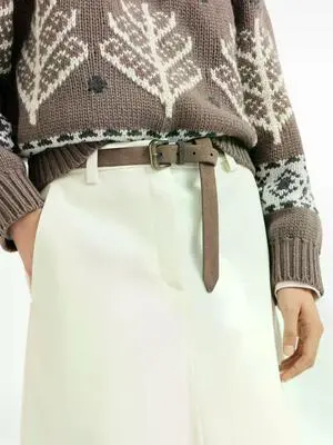 Brunello Cucinelli Sparkling Textured Leather Belt With Monili