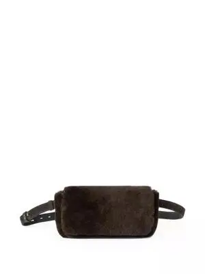 Brunello Cucinelli Explorer Small Belted Bag In Shearling With Precious Chain