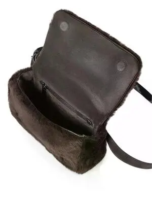 Brunello Cucinelli Explorer Small Belted Bag In Shearling With Precious Chain