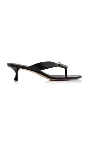 ROGER VIVIER Flower Strass Thong Mules - Black