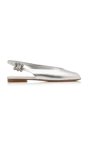 ROGER VIVIER Peeptoe Mini Flower Slingback Pumps - Silver