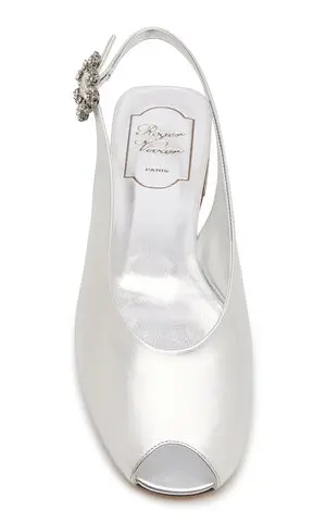 ROGER VIVIER Peeptoe Mini Flower Slingback Pumps