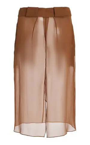 FERRAGAMO Silk Draped Knee Skirt - Tan