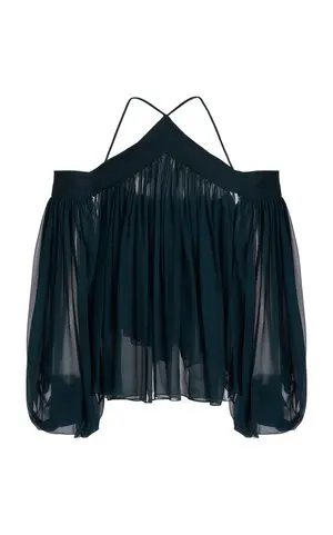 FERRAGAMO Silk Off-the-shoulder Top