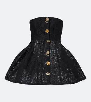 Blumarine Embellished Lace Bustier Dress - Black