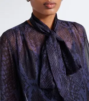 JOSEPH Sally Snake-print Lurex® Chiffon Blouse