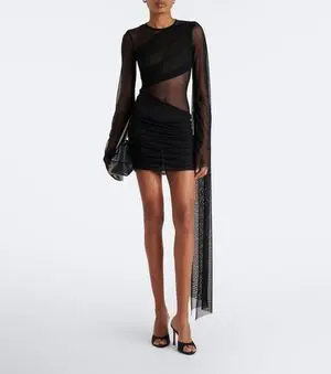 BANANHOT Marissa Draped Sheer Minidress