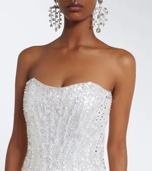 Jenny Packham Floating Heart Sequined Strapless Gown