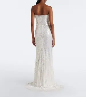 Jenny Packham Floating Heart Sequined Strapless Gown