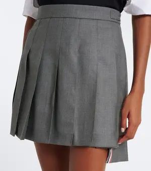 Thom Browne Pleated Wool Miniskirt - Grey