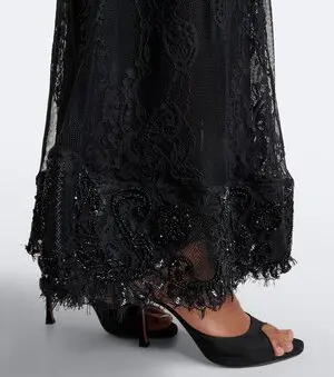 Blumarine Embellished Off-shoulder Lace Gown