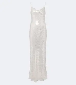 Jenny Packham Shangrila La Sequined Silk Gown - Silver