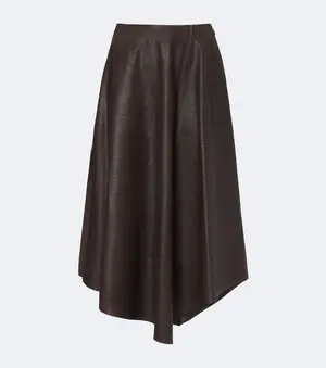 Ralph Lauren Cecilie Asymmetric Leather Midi Skirt