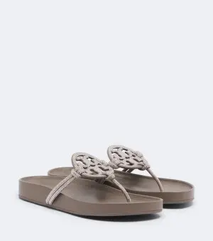 Tory Burch Miller Cloud Leather Thong Sandals - Grey