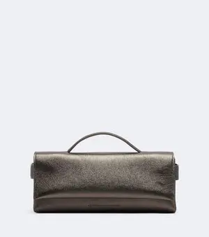Brunello Cucinelli Essence Metallic Leather Top-handle Bag - Silver