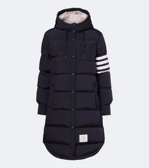 Thom Browne 4-bar Hooded Down Coat - Blue