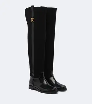 Dolce & Gabbana Dg Leather And Suede Over-the-knee Boots - Black