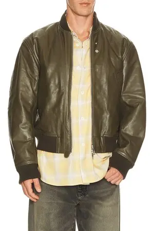 SUNFLOWER Leather Flight Jacket - Green