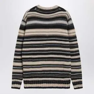 Dolce & Gabbana Beige Striped Sweater In Wool Blend