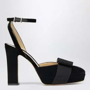 Fendi After 9 Slingback Pumps In Velvet - Black