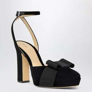 Fendi After 9 Slingback Pumps In Velvet - Black