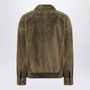 Saint Laurent Seaweed Suede Bomber Jacket