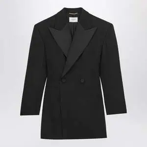 Saint Laurent Double-breasted Tuxedo Jacket In Virgin Wool - Black