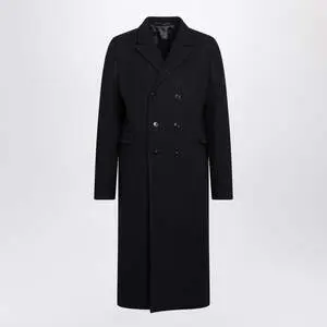 Prada Double-breasted Virgin Wool Overcoat - Blue