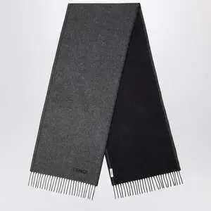 Fendi Grey/black Double-sided Cashmere Scarf - Gray