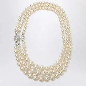 VIVIENNE WESTWOOD Graziella Three-strand Pearl Necklace With Orb Logo - Silver