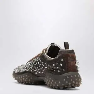 Miu Miu Bubble Sneakers In Technical Fabric And Suede With Embroidery