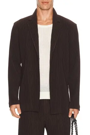 Issey Miyake Kersey Pleats Jacket - Brown