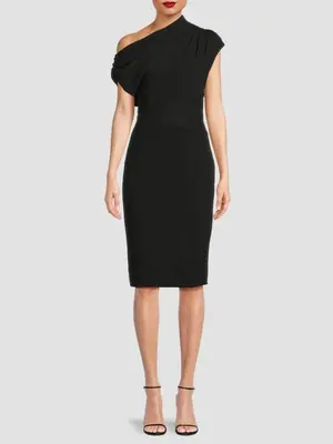 Aidan Mattox Crepe Jersey One-shoulder Midi-dress