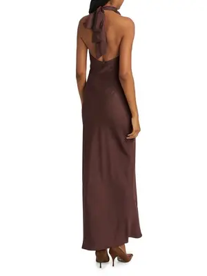 NICHOLAS THE LABEL Galilea Embellished Draped Halter Gown