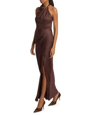 NICHOLAS THE LABEL Galilea Embellished Draped Halter Gown