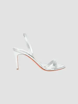 Santoni Serpenti 90mm Metallic Leather Slingback Sandals