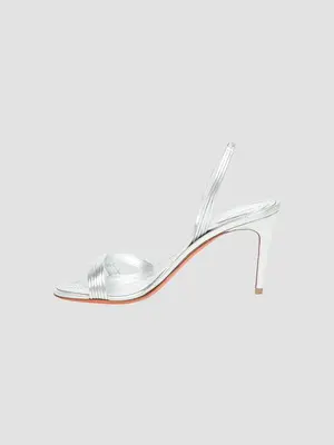Santoni Serpenti 90mm Metallic Leather Slingback Sandals