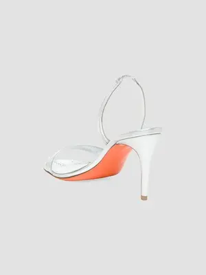 Santoni Serpenti 90mm Metallic Leather Slingback Sandals