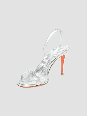Santoni Serpenti 90mm Metallic Leather Slingback Sandals